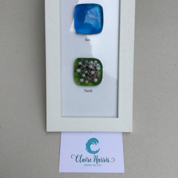 Framed Fused Glass Cornish Sea Thrift Artwork - Fused Glass By Claire ...