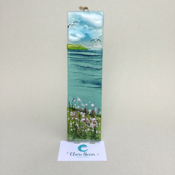Large Fused Glass Hanger – Sea Pinks - Fused Glass By Claire Harris